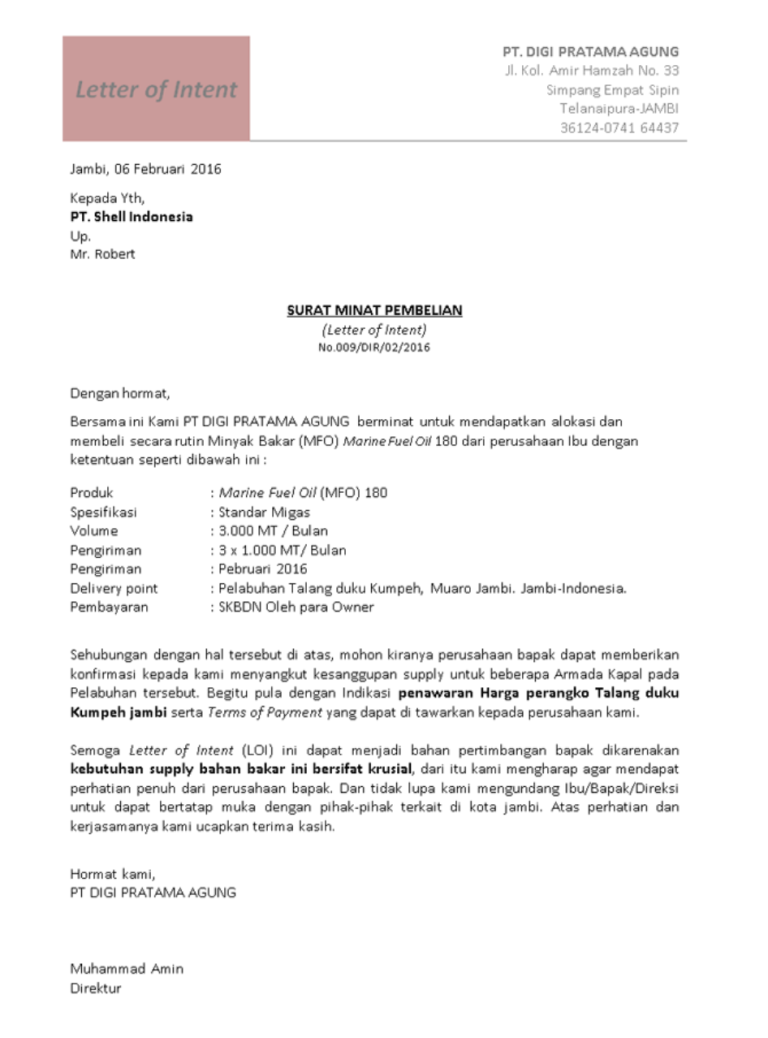 Letter of Intent (LoI): Definisi, Jenis, dan Bedanya dengan MoU ...